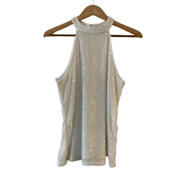 Cable & Gauge | Tops | Cable Gauge Sequin Halter Top Large White ...